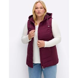 Steppweste sheego, Damen, Gr. 48, burgund, 100% Polyester, Wattierung:100% Polyester, unifarben, Westen