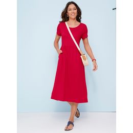 WITT Damen Jerseykleid gerafft, mit Taschen, rot, Größe 40