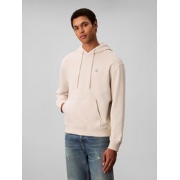 Sweatshirt Calvin Klein Jeans "MONOGRAM HOODIE", Herren, Gr. M, chalk, Sweatware, Obermaterial: 100% Baumwolle, unifarben, regular fit normal, Rundhals, Bündchen, Sweatshirts, regular fit, Kapuze, Logostickerei
