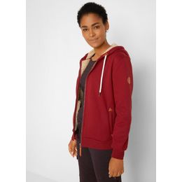 bonprix Kapuzen-Sweatjacke mit Teddyfutter, rot, mit Baumwolle