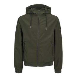 Jack & Jones PlusSize Softshelljacke "JJEBASIC mit Kapuze und wasserabweisendem Stoff", Herren, Gr. 3XL, grün (rosin), Softshell, Obermaterial: 100% Polyester, JACK & JONES PLUSSIZE, unifarben, regular fit normal, Bündchen, Jacken, unifarben, modisch, regular fit, Kunstfaser