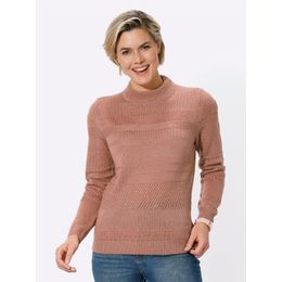 WITT Damen Stehkragenpullover im Strukturmuster-Mix, rosenholz, Größe 38