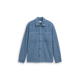 Tom Tailor Denim Herren Overshirt aus Cord, blau, Uni, Gr. XXL