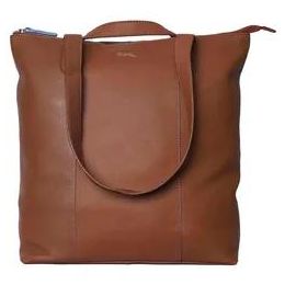 Cityrucksack vargu "Hana 1", Damen, Gr. B/H/T: 32cm x 35cm x 11cm, onesize, braun (tan), Leder, Rucks&auml;cke Cityrucksack, Shopper-Rucksack aus LWG zertifiziertem Leder