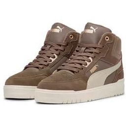 Sneaker Puma "SHUFFLE DOWNTOWN MID WTR", Herren, Gr. 44, flat bronze, desert dust, Puma gold, Leder, Schuhe Sneaker, kn&ouml;chelhoher Schnitt, mit Schn&uuml;rverschluss, aus Leder