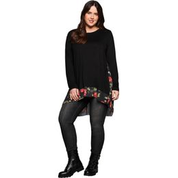 sheego by Joe Browns Damen Longshirt mit Blumenprint schwarz Größe 52/54