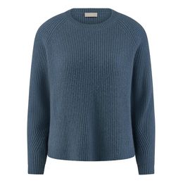 Peter Hahn - Rundhals-Pullover, blau, Gr. 46 / L - Schurwolle