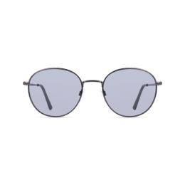 Fielmann OU 001 SUN CL | Unisex-Sonnenbrille | Fassung: Vollrand, Panto, Edelstahl, Gun Dunkel | Glasfarbe: Grau