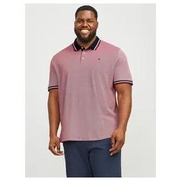 Jack & Jones PlusSize Poloshirt "Paulus Polo", Herren, Gr. 4XL, rot, Piqu&eacute;, Obermaterial: 100% Baumwolle, JACK & JONES PLUSSIZE, meliert, normal normal, gerader Abschluss kontrastfarben, Shirts, bis Gr&ouml;&szlig;e 6XL