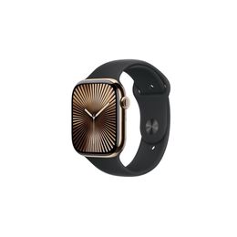Apple Watch Series 10 (2024) GPS + Cellular 46 mm - Titan Gold - Sportarmband Schwarz