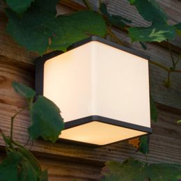 Lutec LED-Au&szlig;enwandleuchte Doblo, W&uuml;rfel, 15 cm, 3.000 K