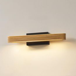 LUCANDE LED-Wandleuchte Lieske, 40 cm, Holz, schwarz