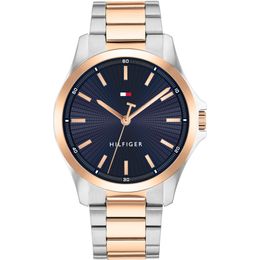 Quarzuhr Tommy Hilfiger "BRUCE", silber (silberfarben, roségoldfarben), Armbanduhren, Herren, Armbanduhr, Herrenuhr, Edelstahlarmband, analog