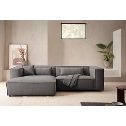 LeGer Home by Lena Gercke Ecksofa &raquo;PIARA mit Kedernaht, Cord, Leinenoptik o. Strukturstoff, Couch, L-Form&laquo; wahlweise Ottomane rechts/links, schwarze 