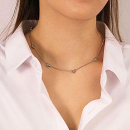 Firetti Damen Herzkette &raquo;Schmuck Geschenk Edelstahl Halsschmuck Halskette Ankerkette Herz&laquo; mit Zirkonia (synth.) silber