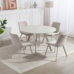 Duo Collection Essgruppe &raquo;Pina und Mila&laquo; Set, 5 Stk. tlg. &Oslash; 120 cm, massives Metallgestell, Trendfarbe Kaschmir grau MDF, Polyester