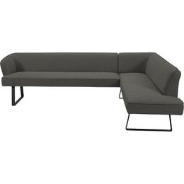exxpo - sofa fashion Eckbank &raquo;Americano&laquo; mit Keder und Metallf&uuml;&szlig;en, Bezug in verschiedenen Qualit&auml;ten grau
