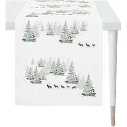 Apelt Tischläufer »4691 CHALET STYLE, Weihnachtsdeko, Weihnachten« Digitaldruck weiß/grün/grau/braun Obermaterial: 100% Baumwolle B/L: 48 cm x 140 cm