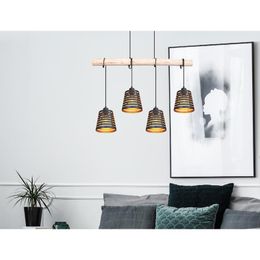 Globo LIGHTING H&auml;ngeleuchte &raquo;ABLONA&laquo; E27 1 Stk. H&auml;ngelampe/Pendelleuchte/Holz/goldfarben/H&ouml;he k&uuml;rzbar