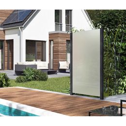 STAKET PRO Zaun Glaszaun, Gesamtl&auml;nge: 1,14 m, 2 Pfosten grau Aluminium, Glas