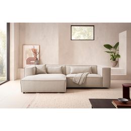LeGer Home by Lena Gercke Ecksofa &raquo;PIARA mit Kedernaht, Cord, Leinenoptik o. Strukturstoff, Couch, L-Form&laquo; wahlweise Ottomane rechts/links,...