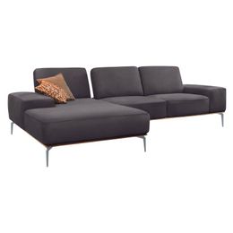 W.Schillig Ecksofa &raquo;run, Designsofa mit tollem Sitzkomfort, bequem, L-Form&laquo; mit elegantem Holzsockel, F&uuml;&szlig;e in Silber matt, Breite 299 cm grau Longlife