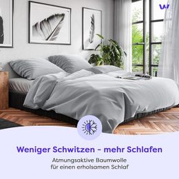 Bettw&auml;sche &raquo;Renforc&eacute; Bettw&auml;sche Baumwolle - Nat&uuml;rlich weiches Schlafgef&uuml;hl&laquo; 2 Stk. tlg. 135x200 cm, 155x220 & &Uuml;bergr&ouml;&szlig;en I inkl. Kissenbez&uuml;ge 80x80 I 