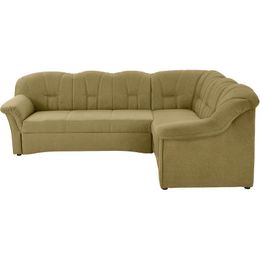 DOMO collection Ecksofa »Papenburg B/T/H: 242/190/84 cm L-Form« wahlweise mit Bettfunktion, Langer Schenkel links oder rechts grün/gelb