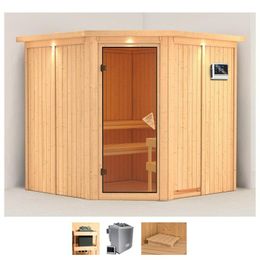 Karibu Sauna »Jarin« Set, Ofen 9 KW externe Strg easy naturbelassen