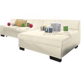 DOMO collection Ecksofa »Norma, elegant und modern, mit flachen Armlehnen, L-Form« wahlweise mit Bettfunktion creme 0