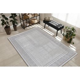 the carpet Teppich »Mila« rechteckig 8 mm Höhe moderner Wohnzimmer Teppich elegant glänzender Flor grau Obermaterial: 100% Polyester B : 80 cm 1...