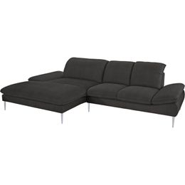 W.Schillig Ecksofa &raquo;enjoy&MORE, Designsofa, elegant und bequem, L-Form&laquo; mit Sitztiefenverstellung, F&uuml;&szlig;e silber matt, Breite 310 cm grau Chenille-
