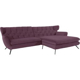 3C Candy Ecksofa &raquo;Beatrice Designsofa in moderner Retrooptik, bequem und extravagant&laquo; mit R&uuml;ckensteppung im Rautenmuster, Ohrenbacken Optik, L-Form 