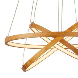 Searchlight H&auml;ngeleuchte &raquo;x Eternity Pendant - Natural Bamboo & Gold Metal&laquo; LED-Modul 1 Stk. Warmwei&szlig; wei&szlig;