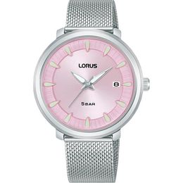Lorus Quarzuhr Armbanduhr, Damenuhr, Edelstahlarmband, analog, Tag silberfarben-rosa Ansprechende Armbanduhr