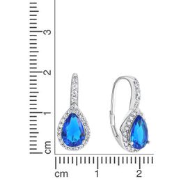 Firetti Damen Paar Ohrh&auml;nger &raquo;Schmuck Geschenk Silber 925 Ohrschmuck Patentbrisur Tropfen Glitzer&laquo; mit Kristallstein, Zirkonia (synth.) blau