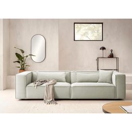 LeGer Home by Lena Gercke 3-Sitzer &raquo;PIARA, Couch mit Kedernaht, Sofa in Cord, Leinenoptik o. Strukturstoff&laquo; schwarze F&uuml;&szlig;e, bequemer Sitzkomfort...