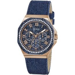 Guess Damen Multifunktionsuhr &raquo;GLAZE&laquo; Quarzuhr, Armbanduhr, Damenuhr, Datum, 12/24-Std.-Anzeige, analog blau