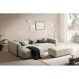 LeGer Home by Lena Gercke Ecksofa »PIARA XXL, L-Form, Schlaffunktion, Cord, Leinenoptik o. Strukturstoff« Hocker stellbar zum Schlafsofa...