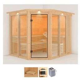 Karibu Sauna »Anike 3« Set, Ofen 9 kW integr. Strg naturbelassen