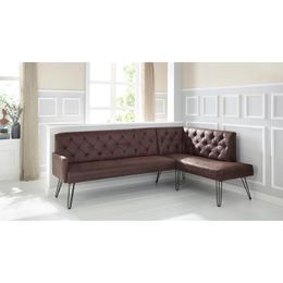 exxpo - sofa fashion Eckbank &raquo;Doppio, Chesterfield Optik, komfortabel und bequem, hohe Designf&uuml;&szlig;e&laquo; Frei im Raum stellbar braun 100% Polyester
