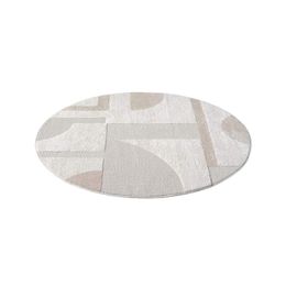 Carpet City Teppich &raquo;LOUNGE 9992&laquo; rund 15 mm H&ouml;he Kurzflor-Teppich Modern, Hoch-Tief-Struktur, Wohnzimmer, Schlafzimmer beige Obermaterial: 100% Polyester