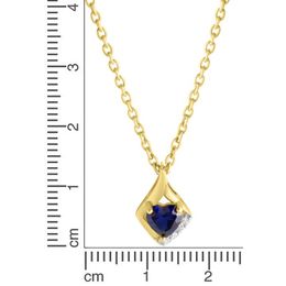 Firetti Damen Kette mit Anh&auml;nger &raquo;Schmuck Geschenk Silber 925 Halsschmuck Halskette Ankerkette Herz&laquo; mit Saphir (synth.), Zirkonia (synth.) blau