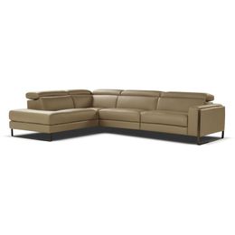 Calia italia Ecksofa &raquo;Pier, Design und erstklassiger Sitzkomfort im Einklang, L-Form&laquo; in hochwertigem Lederbezug, 310 cm Breite beige