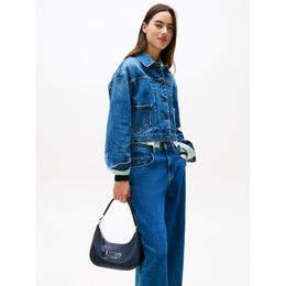 Tommy Jeans Damen Schultertasche &raquo;TJW BOLD SCRIPT SHOULDER BAG&laquo;, Damen Umh&auml;ngetasche, Hobobag, mit auff&auml;lligem Logo-Schmuckelement blau
