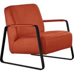 W.Schillig Cocktailsessel &raquo;quadroo Loungesessel,&laquo; mit bezogenen Armlehnen, Gestell in Schwarz pulverbeschichtet orange Velourgewebe V41 (100% 