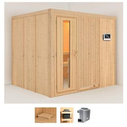 Karibu Sauna »Gitte« Set, Ofen 9 KW externe Strg easy naturbelassen