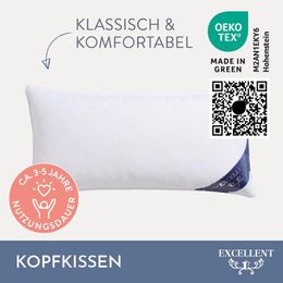 EXCELLENT 3-Kammer-Kopfkissen &raquo;Davos&laquo; 1 Stk. tlg. mit 100% G&auml;nsedaunen in den Au&szlig;enkammern gef&uuml;llt wei&szlig; Bezug: 100% Baumwolle. F&uuml;llung Au&szlig;enkammer: 100% 