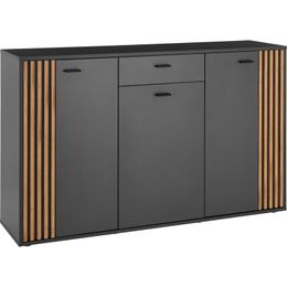 HBZ-MEBLE HBZ Sideboard &raquo;Dublin Kommode, BxHxT 140x86x38cm&laquo; 1 Stk. tlg. Breite 140cm, Softclose, Metallgriffe grau Holzwerkstoff