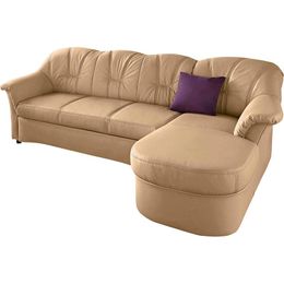 DOMO collection Ecksofa »Flores Schlafsofa, B/T/H: 233/142/86 cm, L-Form« wahlweise mit Bettfunktion, wahlweise mit Federkern, auch in Leder sand